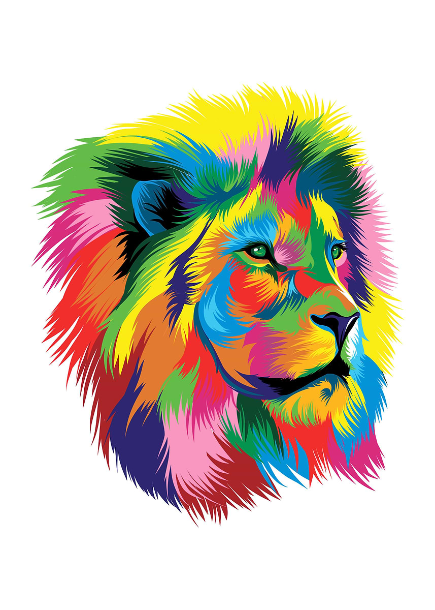 'Lion head portrait' Poster, picture, metal print, paint by GoD Zilla ...