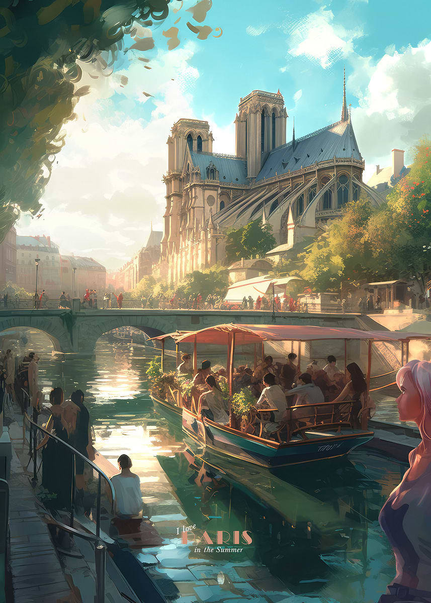 'Paris Seine Scene' Poster, picture, metal print, paint by Kingdom of ...