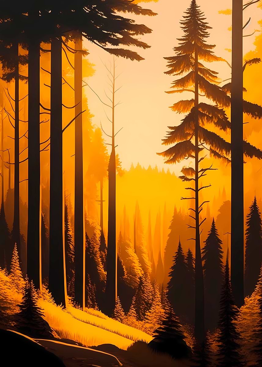 'Golden Hour Forest' Poster, picture, metal print, paint by ColorMe ...