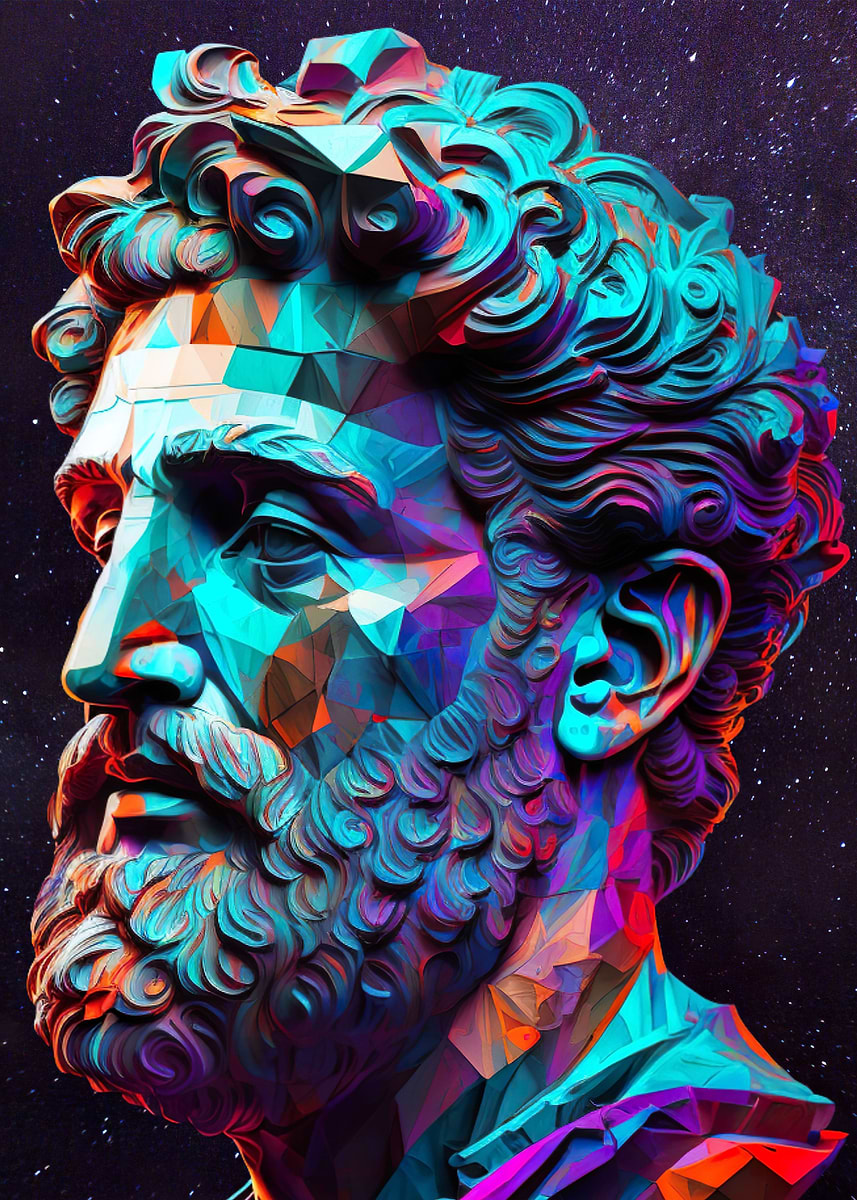 'Colourful Marcus Aurelius ' Poster, picture, metal print, paint by ...
