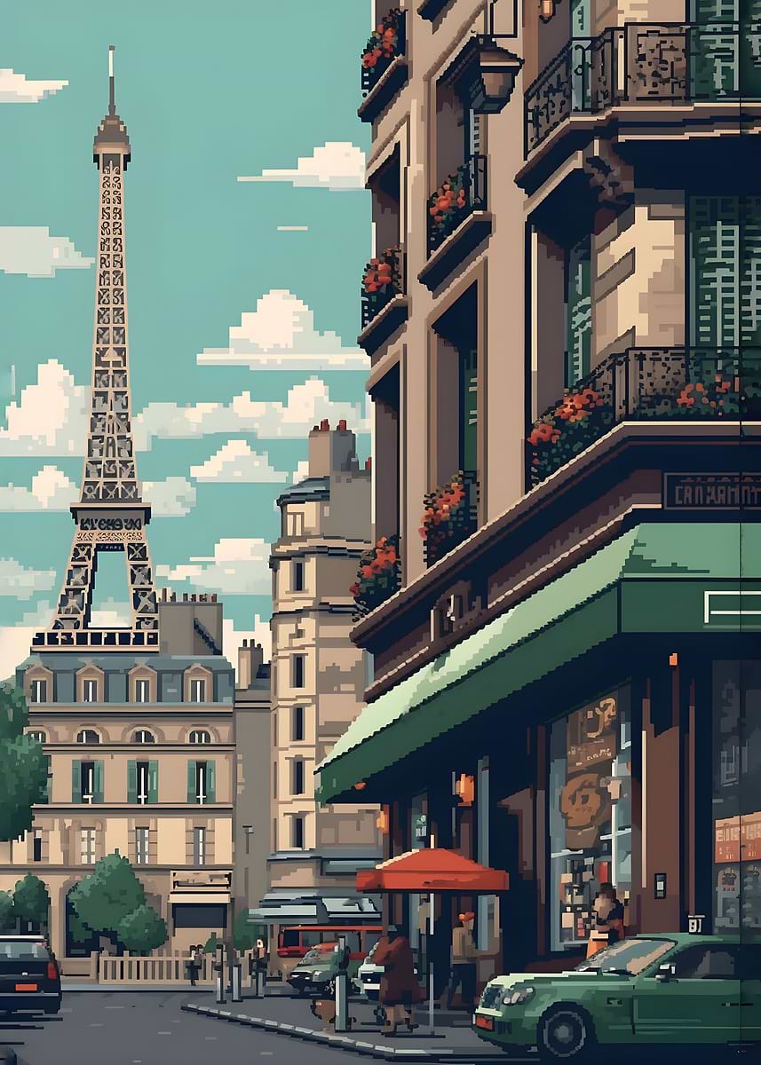 'Pixel Art Paris' Poster, picture, metal print, paint by CheTatanka ...