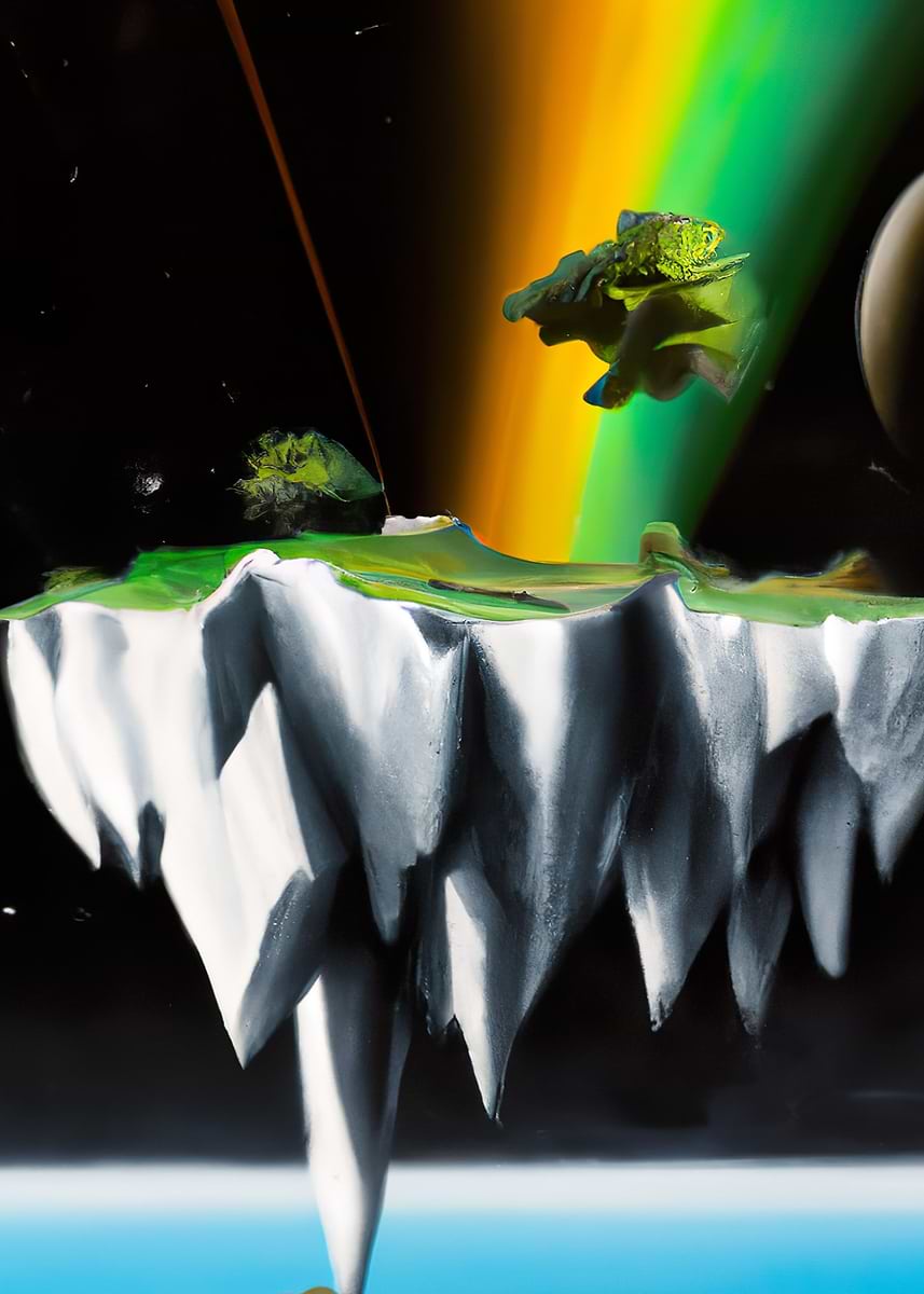 'Flying Island Outer Space' Poster, picture, metal print, paint by ...