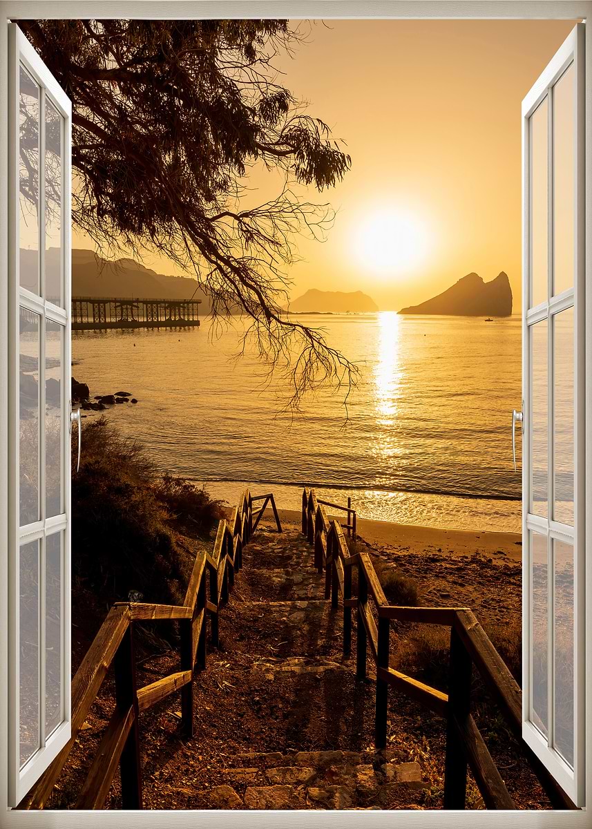 'Window view landscape sea' Poster, picture, metal print, paint by ...