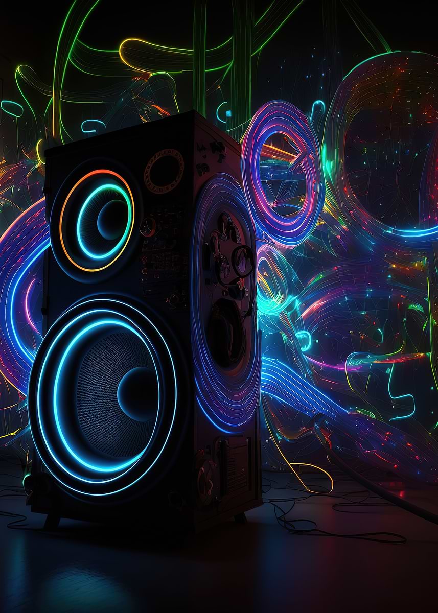 'Live Music Neon ' Poster, picture, metal print, paint by Eudora | Displate