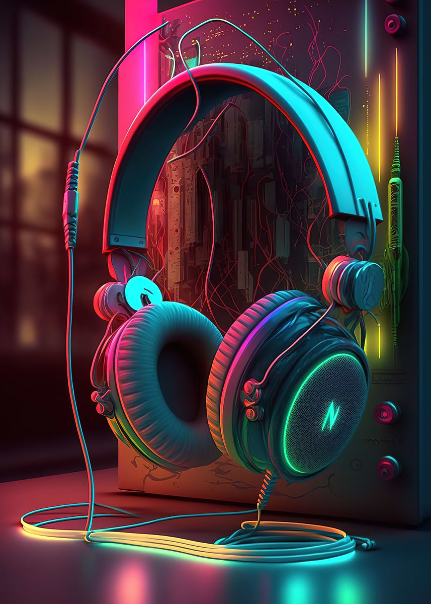 'Live Music Neon ' Poster, picture, metal print, paint by Eudora | Displate