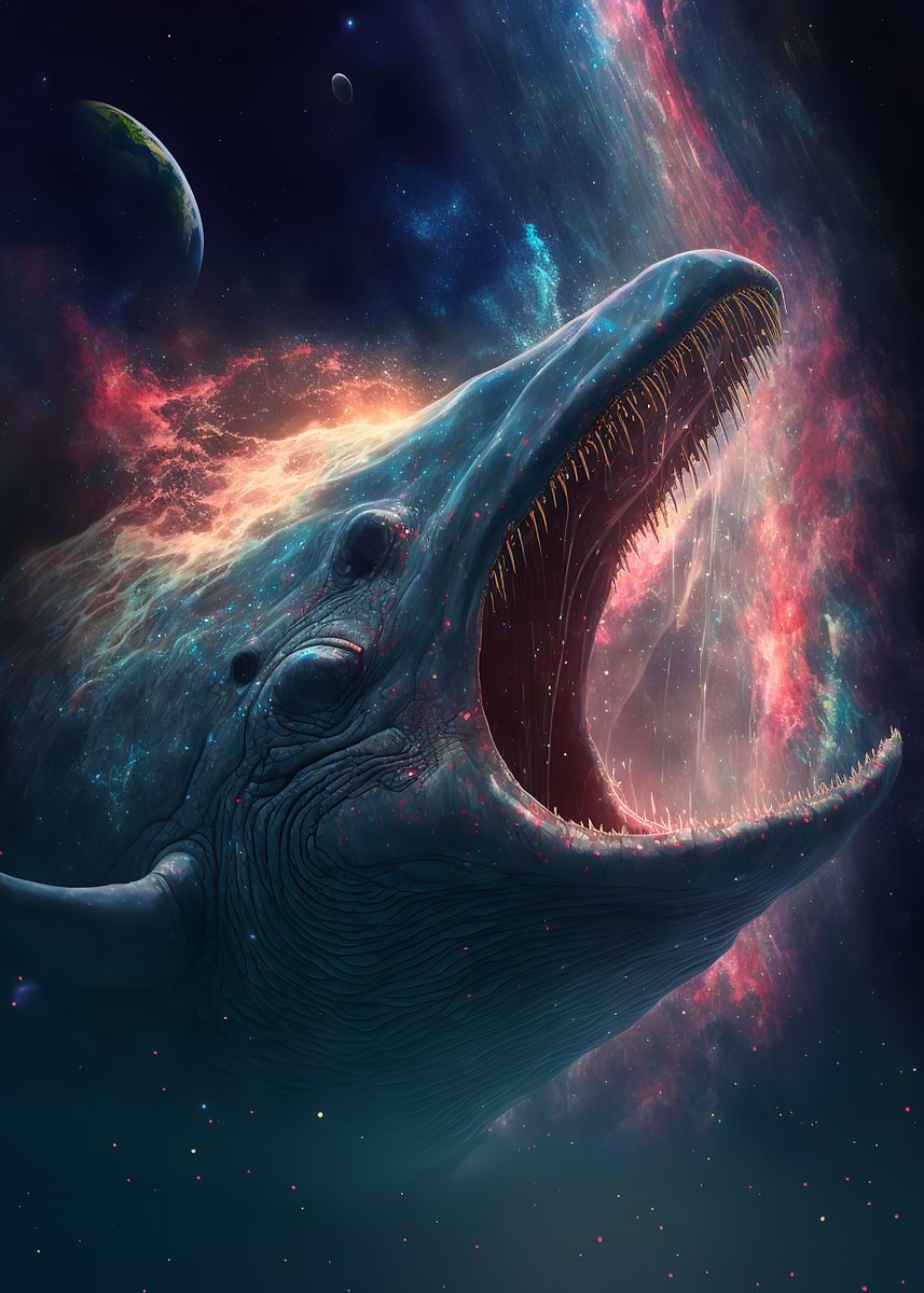 'blue space whale' Poster, picture, metal print, paint by Creative YS ...