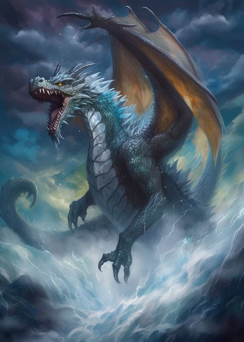 'Skyward Ice Dragon' Poster, picture, metal print, paint by Ambient ...