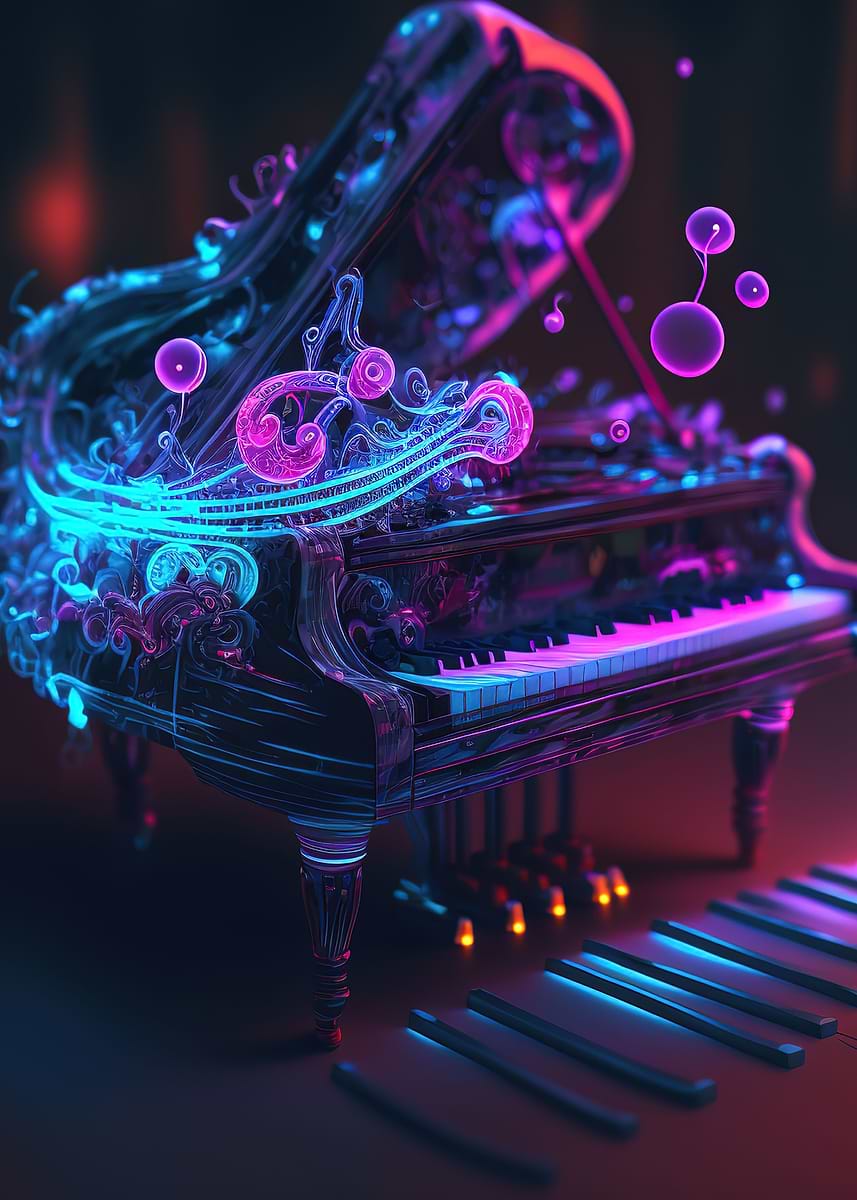 'Live Music Neon ' Poster, picture, metal print, paint by Eudora | Displate