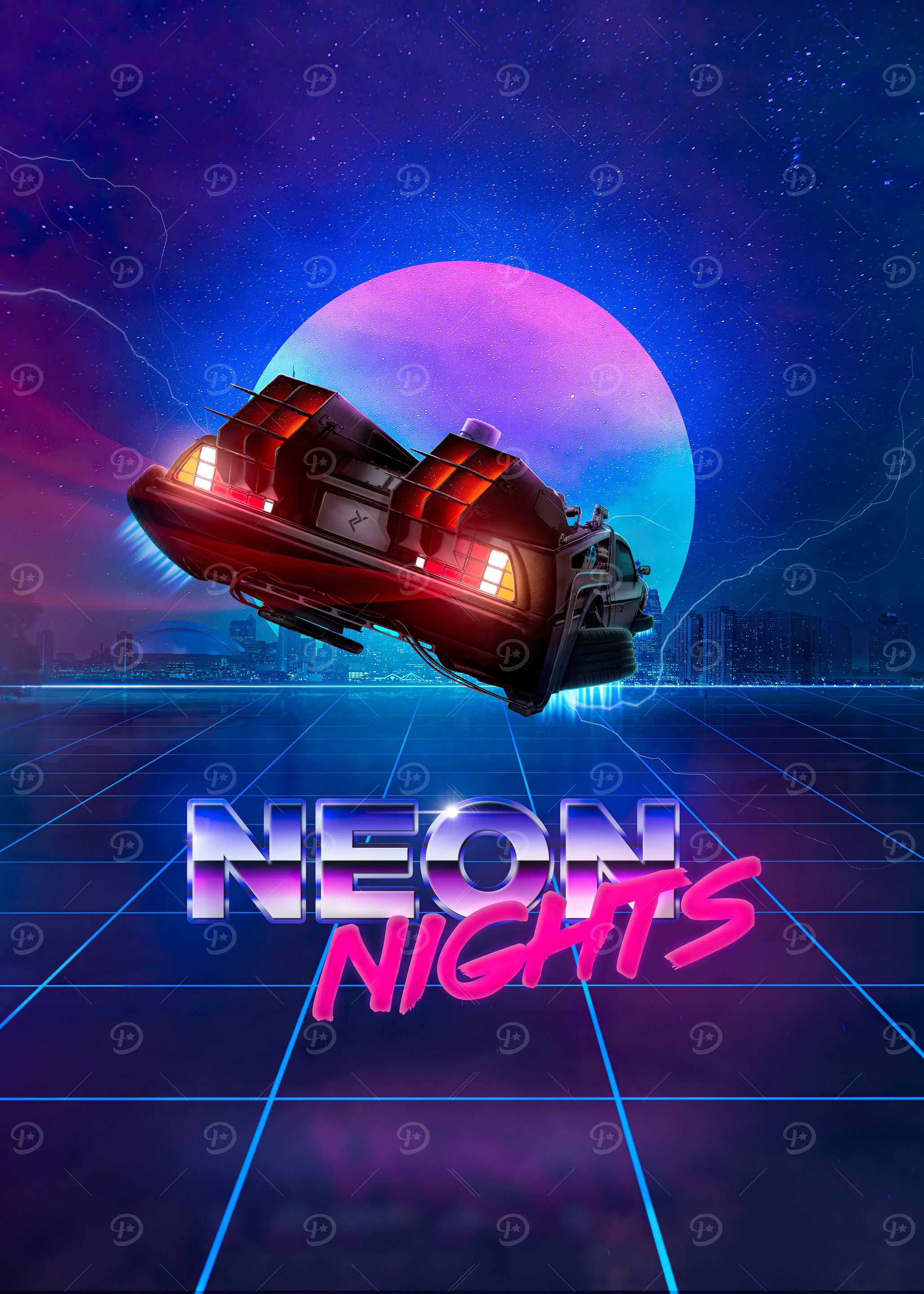 'NEON NIGHTS' Poster, picture, metal print, paint by CHRLY DSIGN | Displate