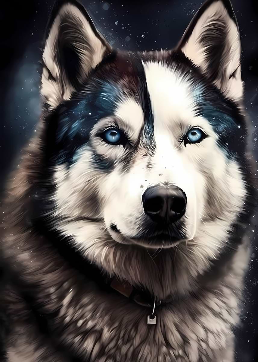 'Husky Dog' Poster, picture, metal print, paint by DecoyDesign | Displate