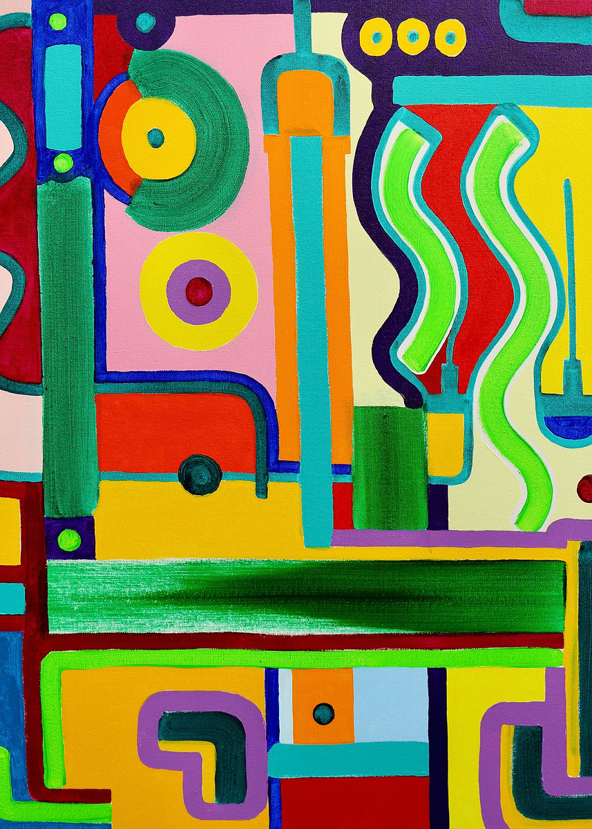 'Funky bright abstract' Poster, picture, metal print, paint by Paul ...