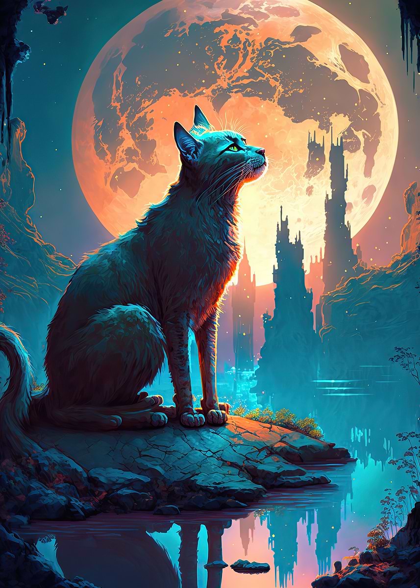 'Landscape Cat' Poster, picture, metal print, paint by Siobhan Lamb ...
