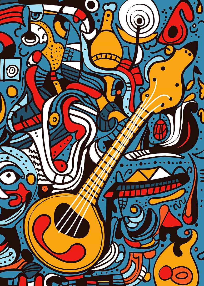 'Abstract music doodle' Poster, picture, metal print, paint by dam art ...