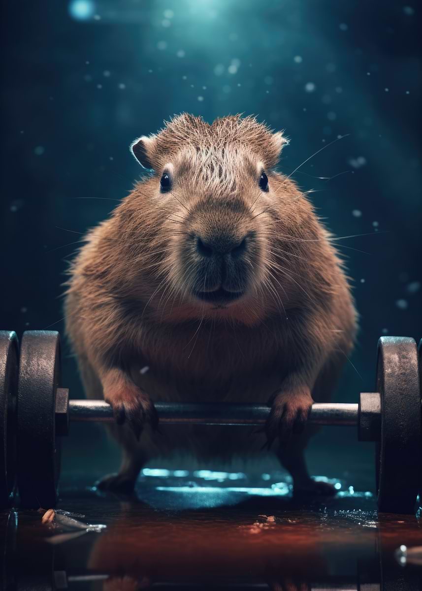 'Bodybuilder Capybara' Poster, picture, metal print, paint by DM ...