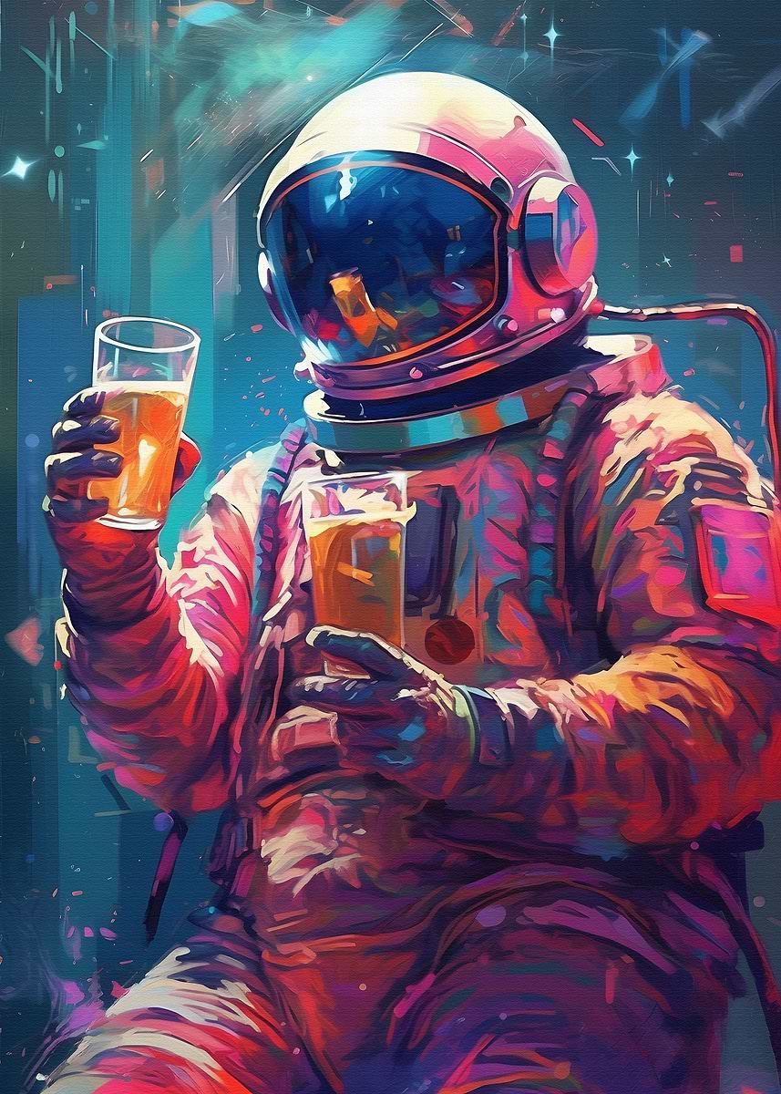 'astronaut with a beer' Poster, picture, metal print, paint by Phan Van ...