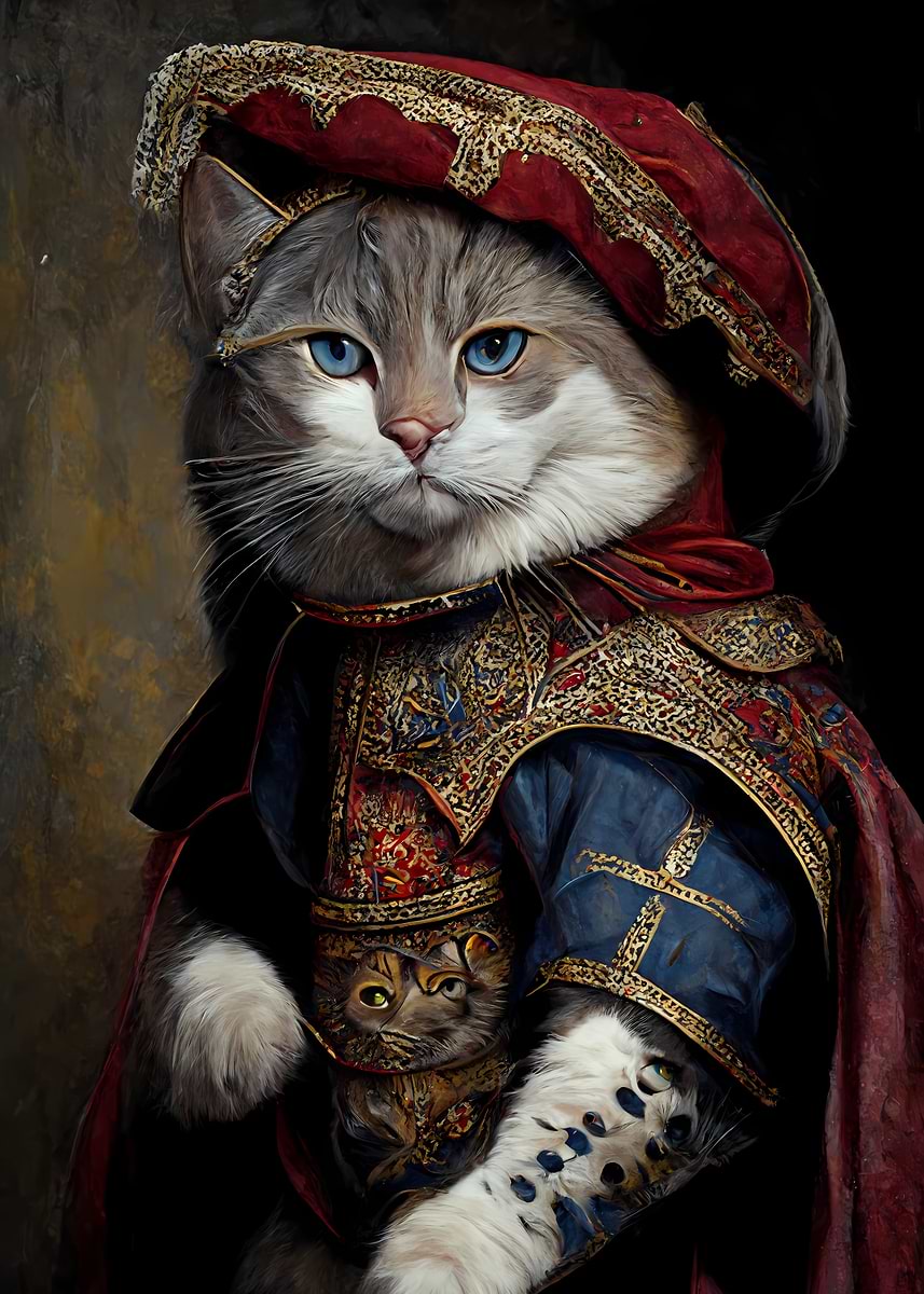 'Medieval Cat 1' Poster, picture, metal print, paint by David Scott ...