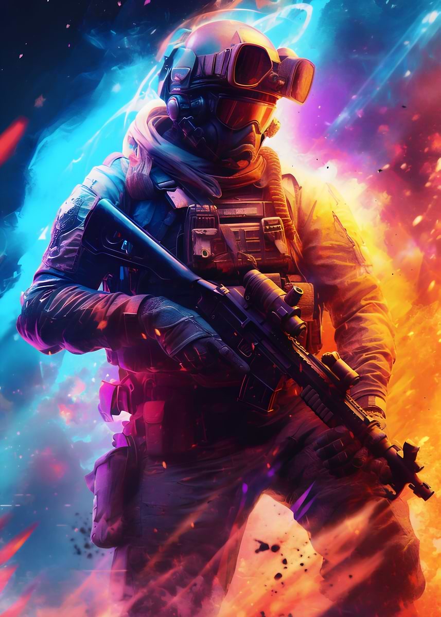'Neon Army Soldier' Poster, picture, metal print, paint by Poster ...