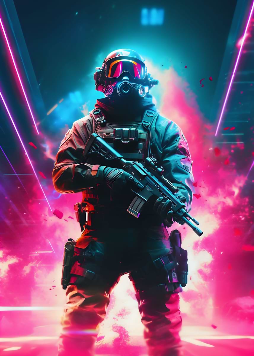 'Neon Army Soldier' Poster, picture, metal print, paint by Poster ...