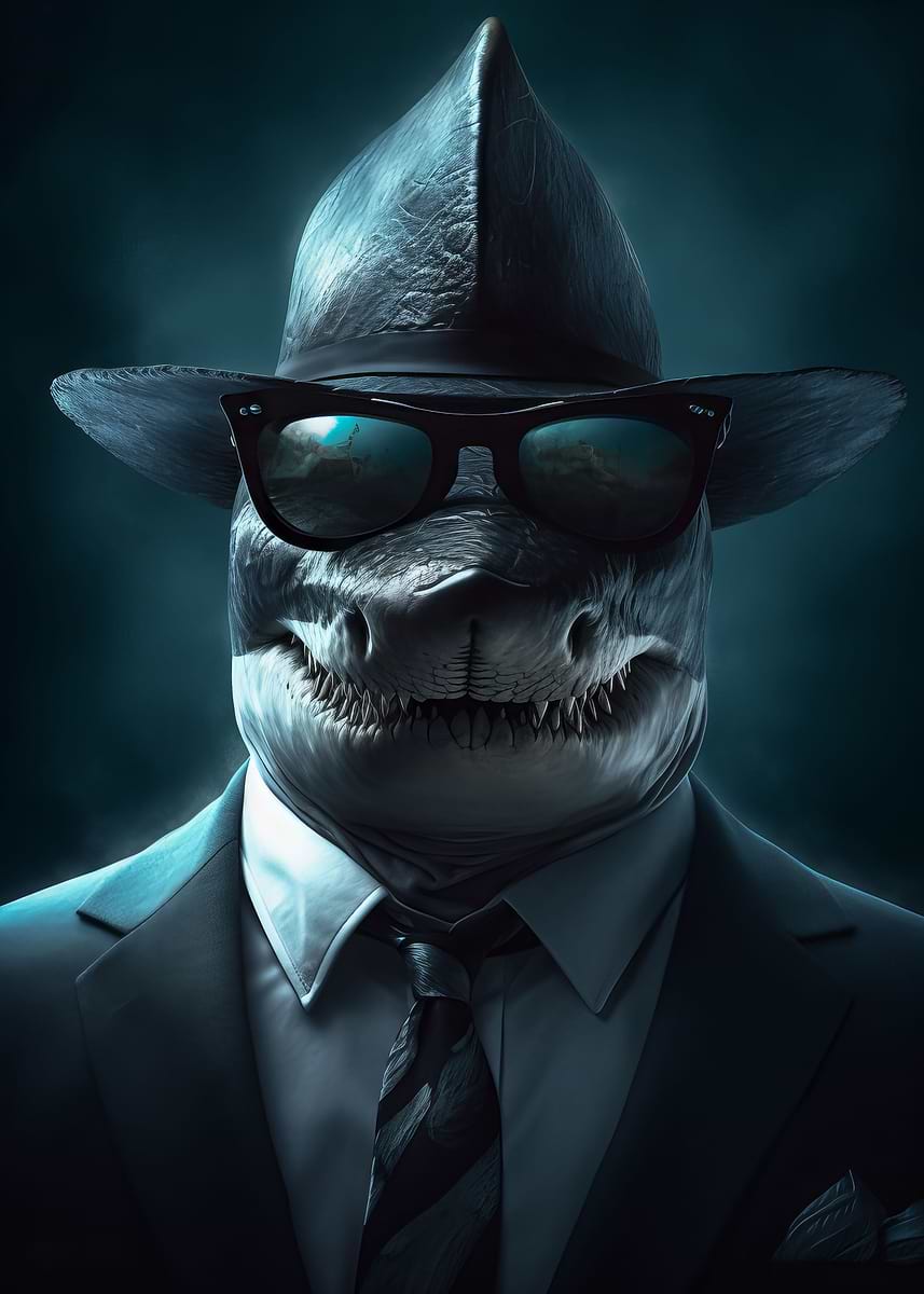 'Gangster Shark' Poster, picture, metal print, paint by Karolina ...