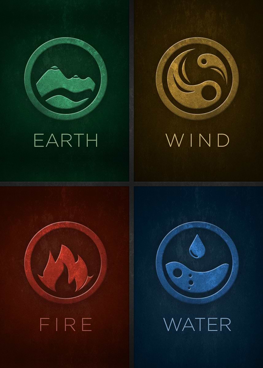 '4 Elements Stone Carving' Poster, picture, metal print, paint by ...