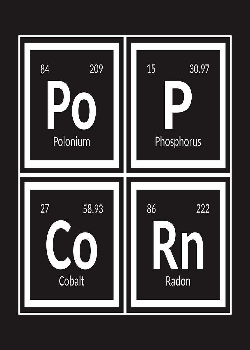 'Popcorn Periodic Table' Poster, picture, metal print, paint by Maozva ...
