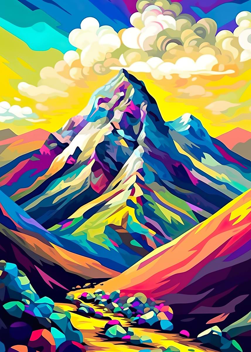 'Abstract Colorful Mountain' Poster, picture, metal print, paint by ...