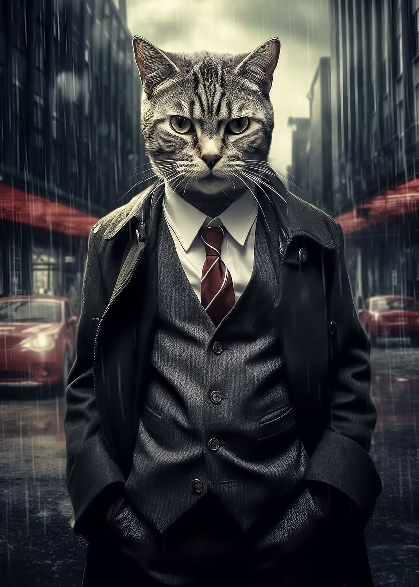 'Gangster Shorthair cat' Poster, picture, metal print, paint by ...
