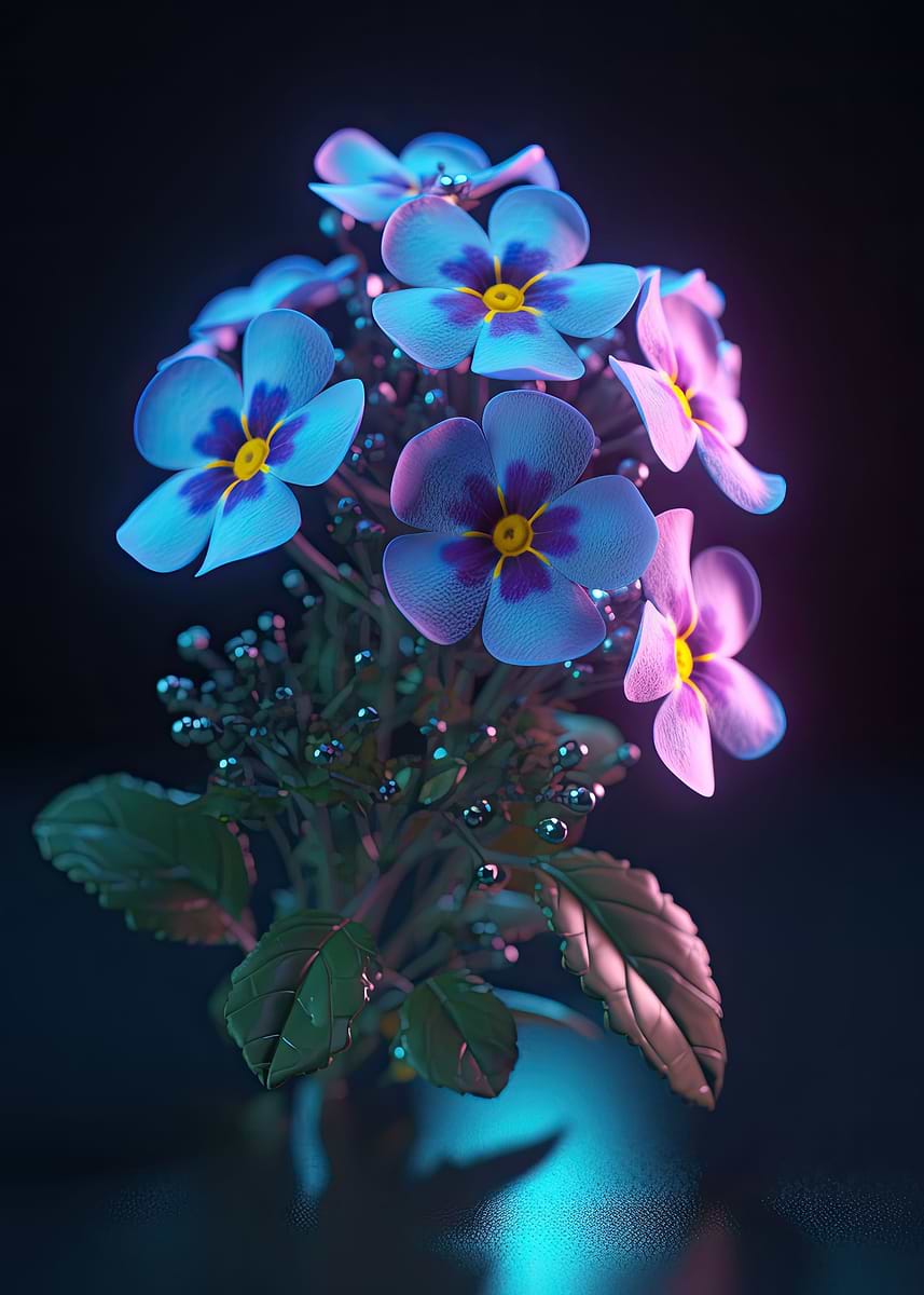 'Forget Me Not Flower' Poster, picture, metal print, paint by Morphic ...