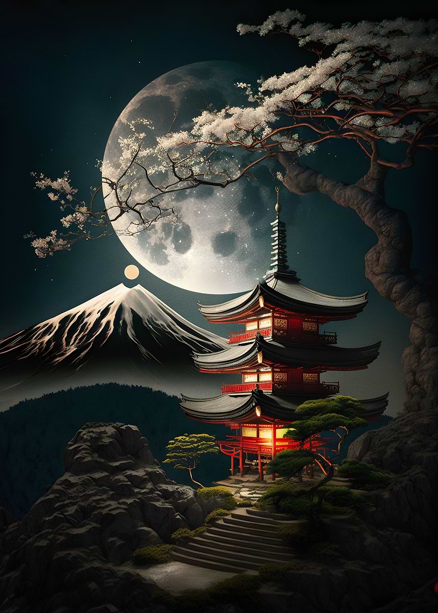 'japanese night 01' Poster, picture, metal print, paint by Muhammad ...