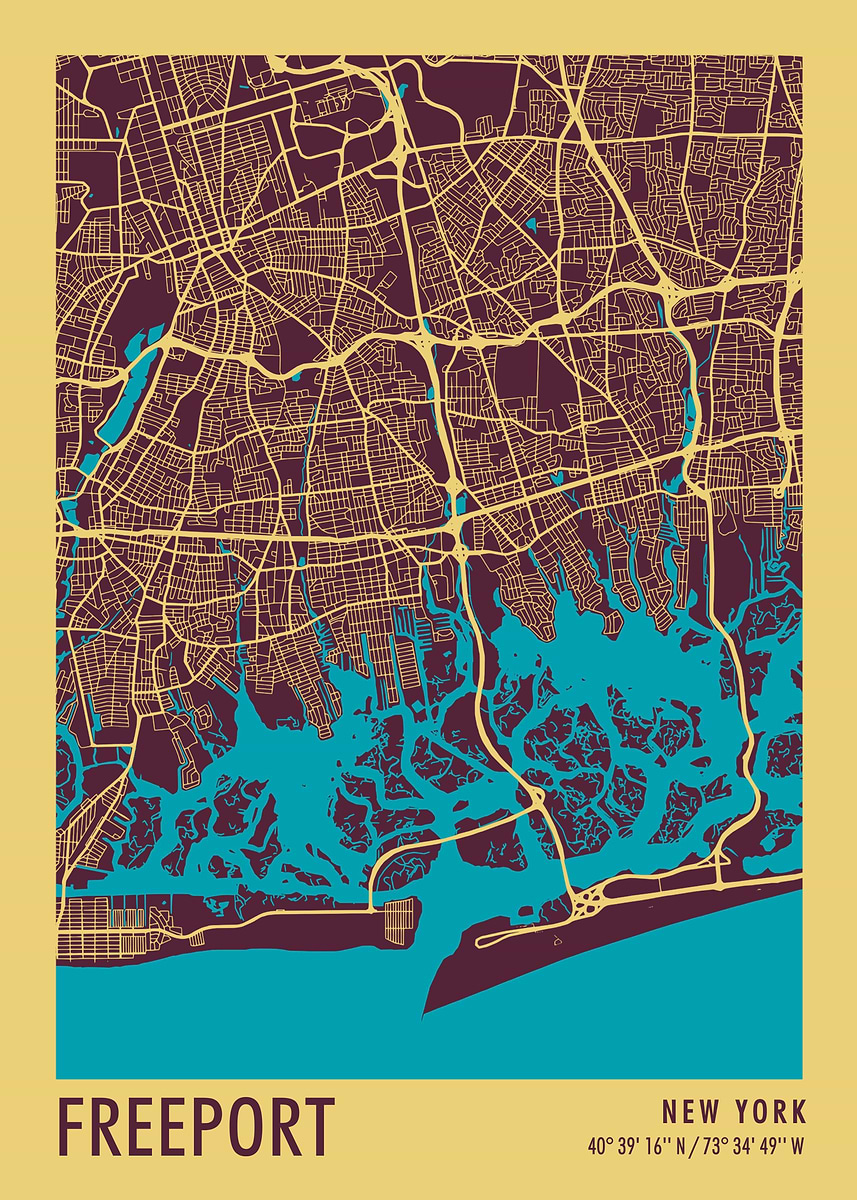 'Freeport New York City' Poster, picture, metal print, paint by Miracle ...
