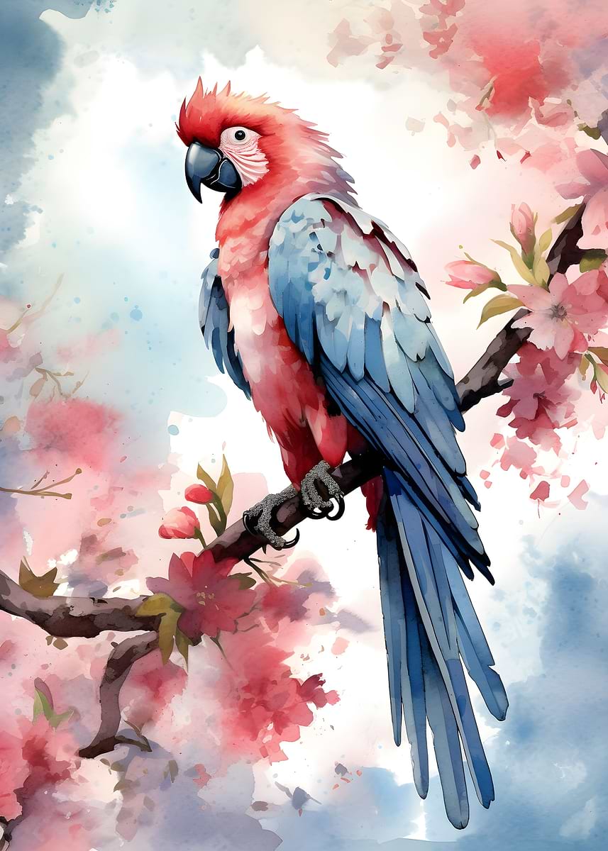 'Macaw Watercolor' Poster, picture, metal print, paint by Michael I ...