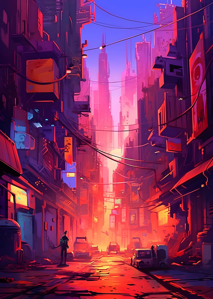 'Fallen World City' Poster, picture, metal print, paint by ThaZero | Displate