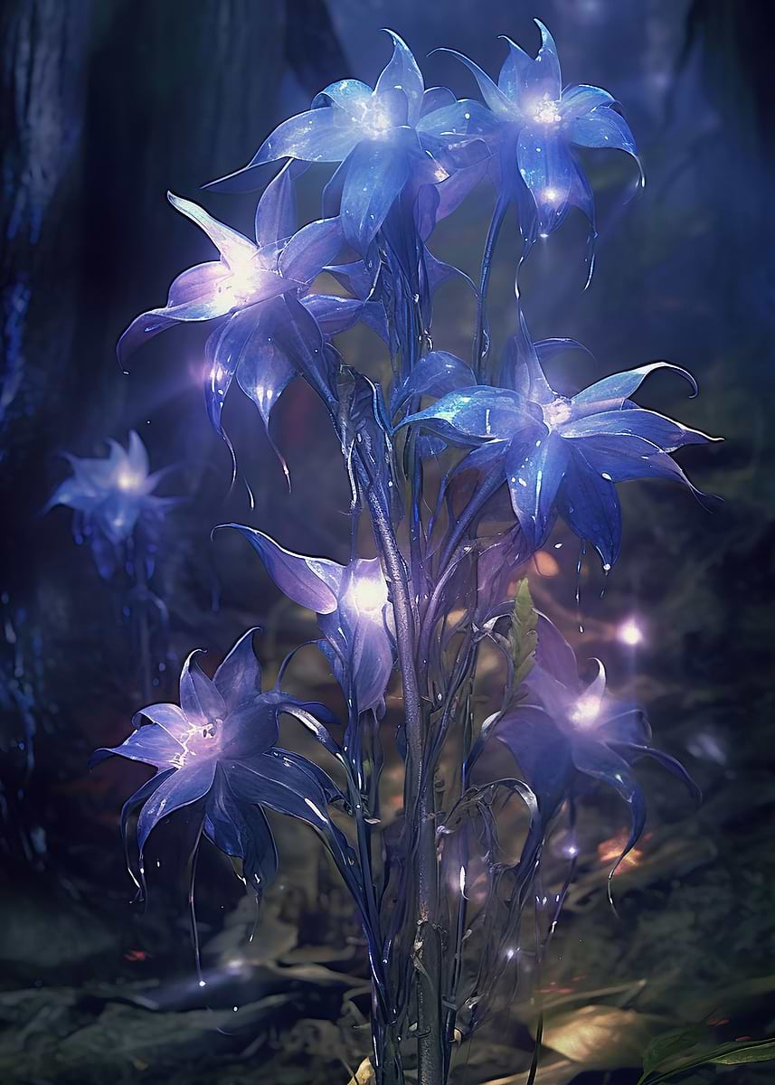 'Gloomy Purple Flowers' Poster, picture, metal print, paint by GLITCHED ...