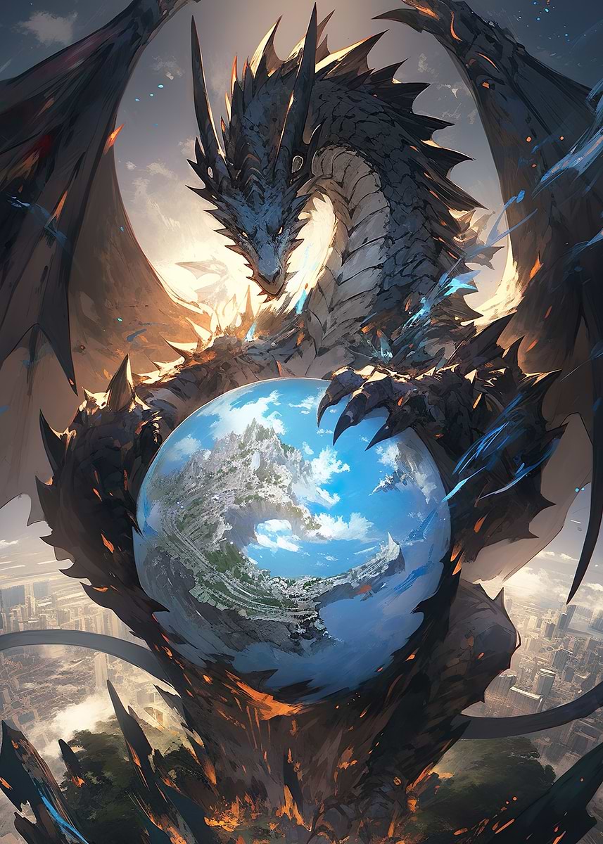 'Anime Dragon of the World ' Poster, picture, metal print, paint by ...