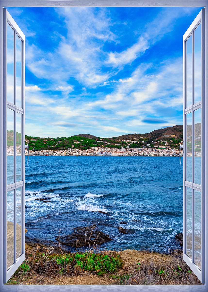 'Window view sea landscape' Poster, picture, metal print, paint by ...
