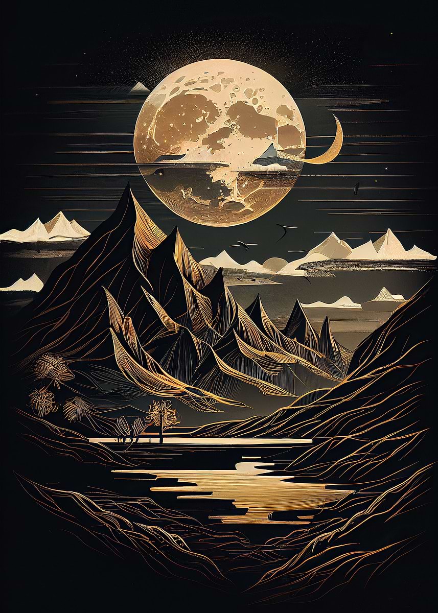 'Amazing Golden Landcape' Poster, picture, metal print, paint by Beast ...