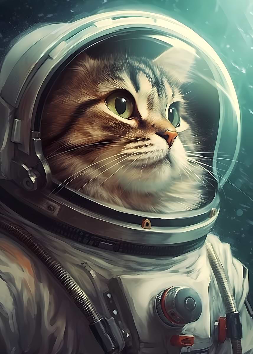 'Cat Astronauts' Poster, picture, metal print, paint by DecoyDesign ...
