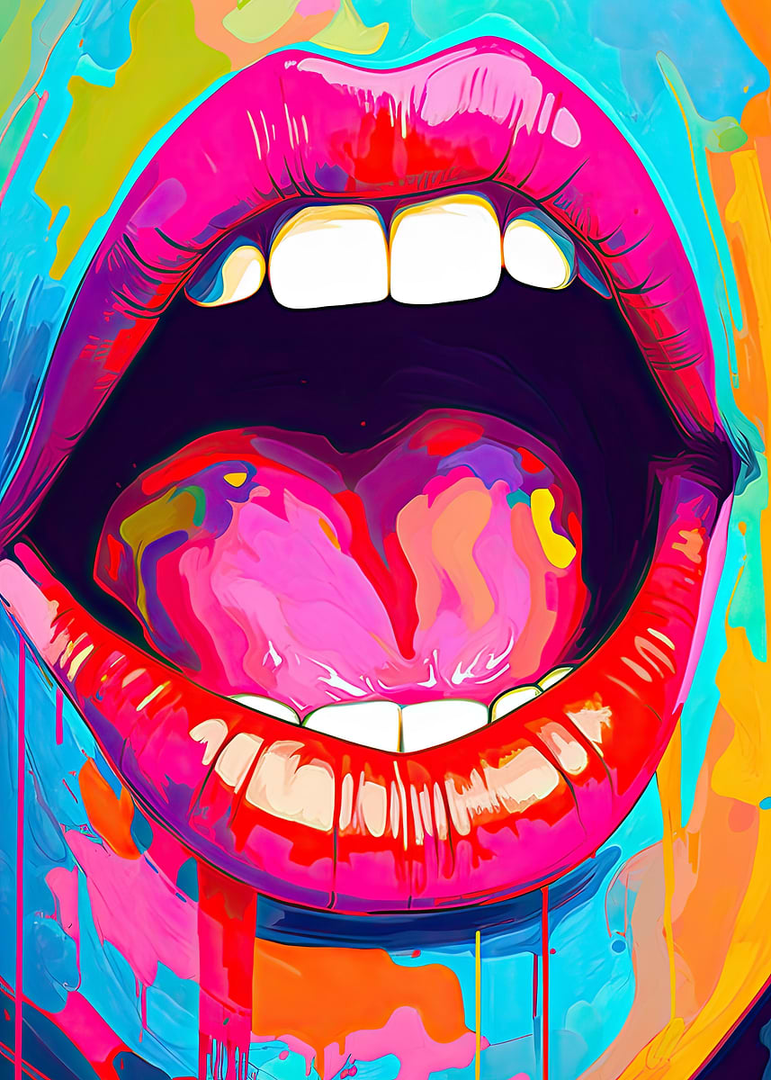 'Pop Art Mouth' Poster, picture, metal print, paint by Jan | Displate