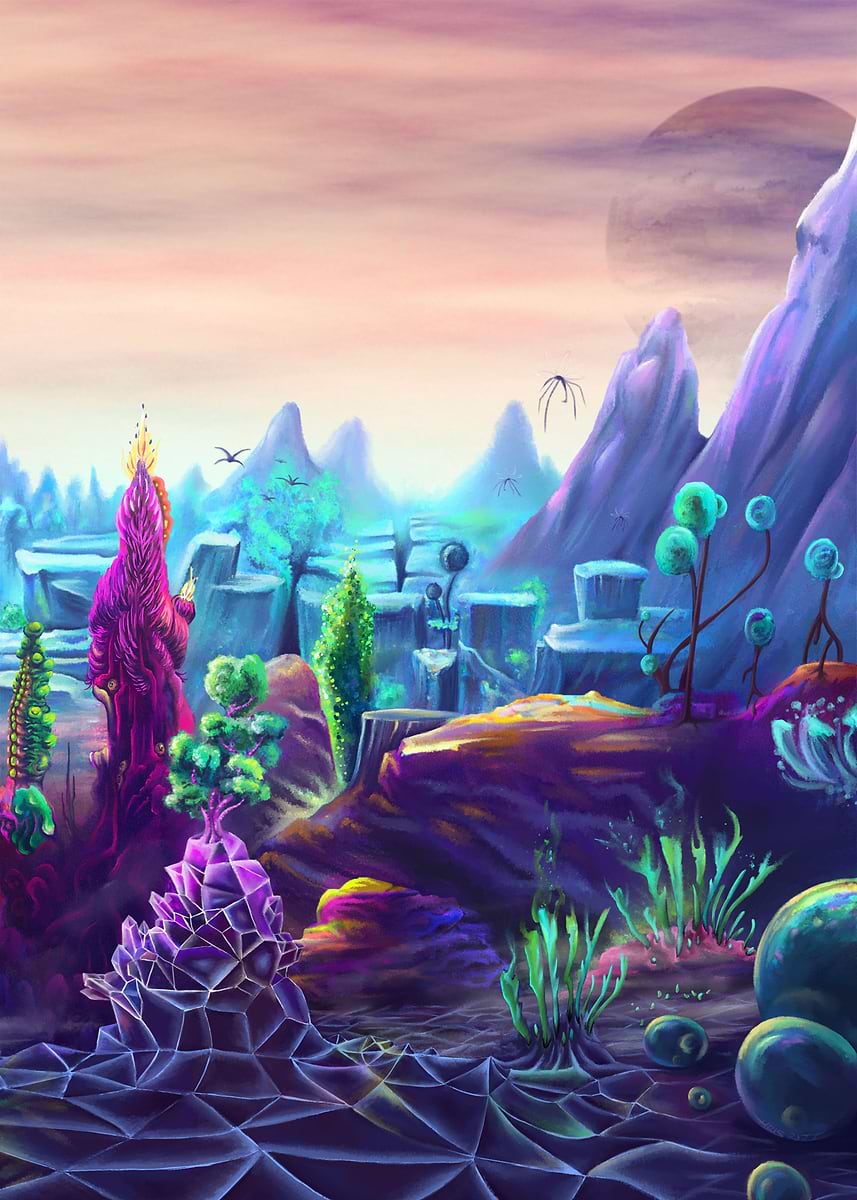 'Alien World Landscape 1' Poster, picture, metal print, paint by Hris ...