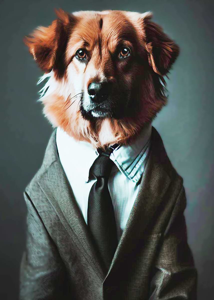 'Dog in Suit' Poster, picture, metal print, paint by VIVEK KANSARA ...