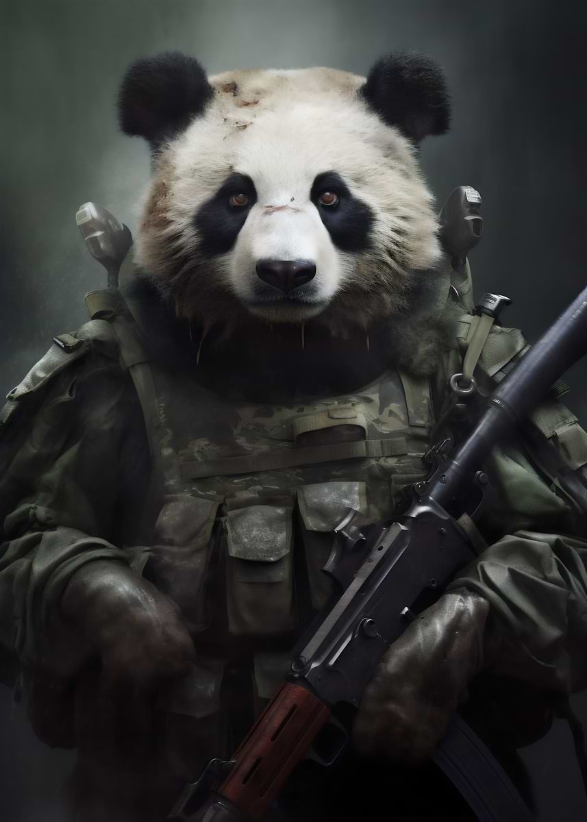 'Animal Soldier Panda' Poster, picture, metal print, paint by Poster ...