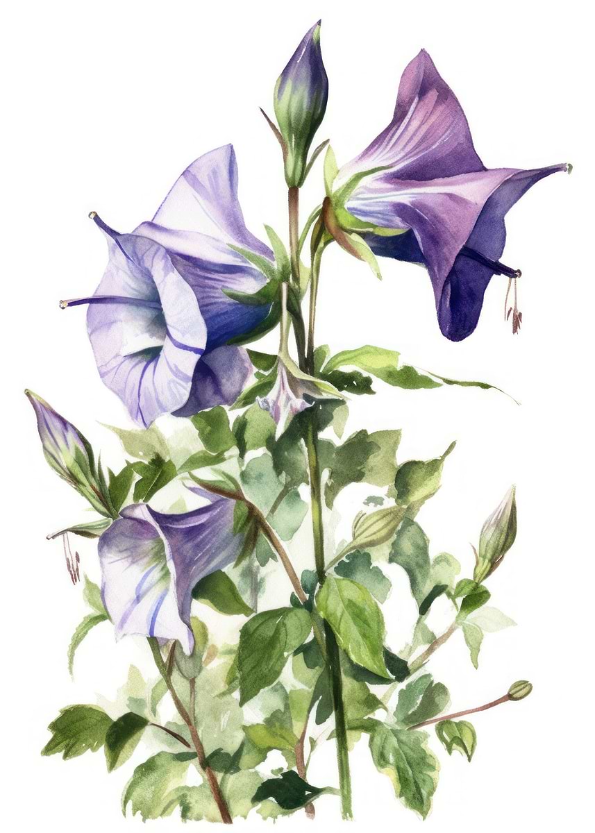 'Bellflower Watercolor' Poster, picture, metal print, paint by Usama ...