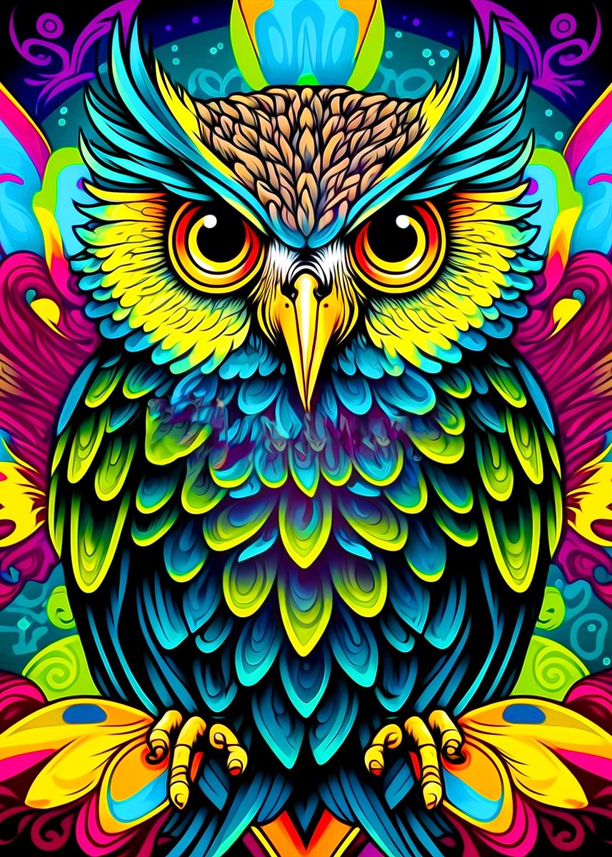 'Colorful Owl' Poster, picture, metal print, paint by Annie Mcman ...