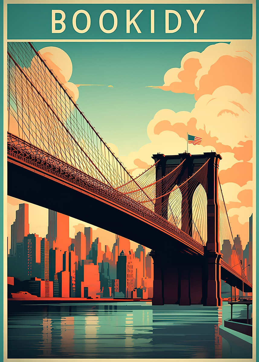 'Brooklyn Bridge Vintage' Poster, picture, metal print, paint by ...
