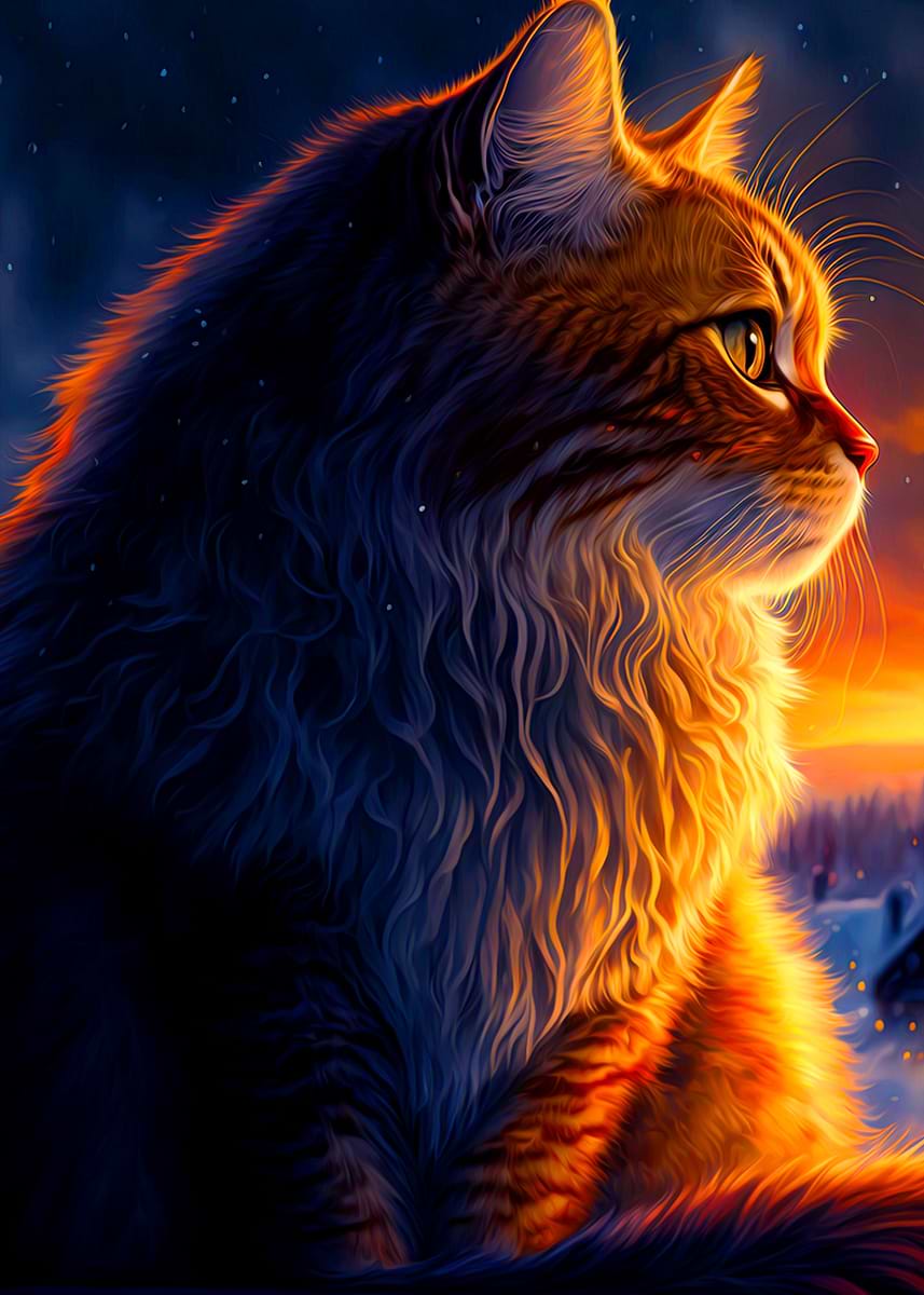 'Cat' Poster, picture, metal print, paint by Sunny Artist | Displate