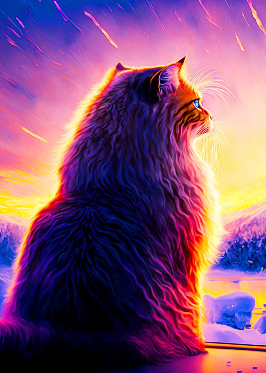 'Cat' Poster, picture, metal print, paint by Sunny Artist | Displate