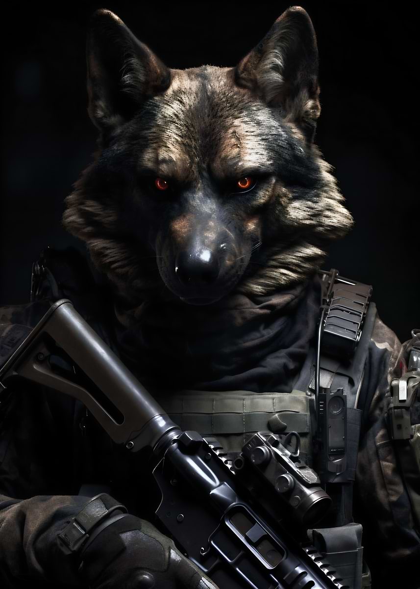 'Animal Soldier Wolf' Poster, picture, metal print, paint by Poster ...