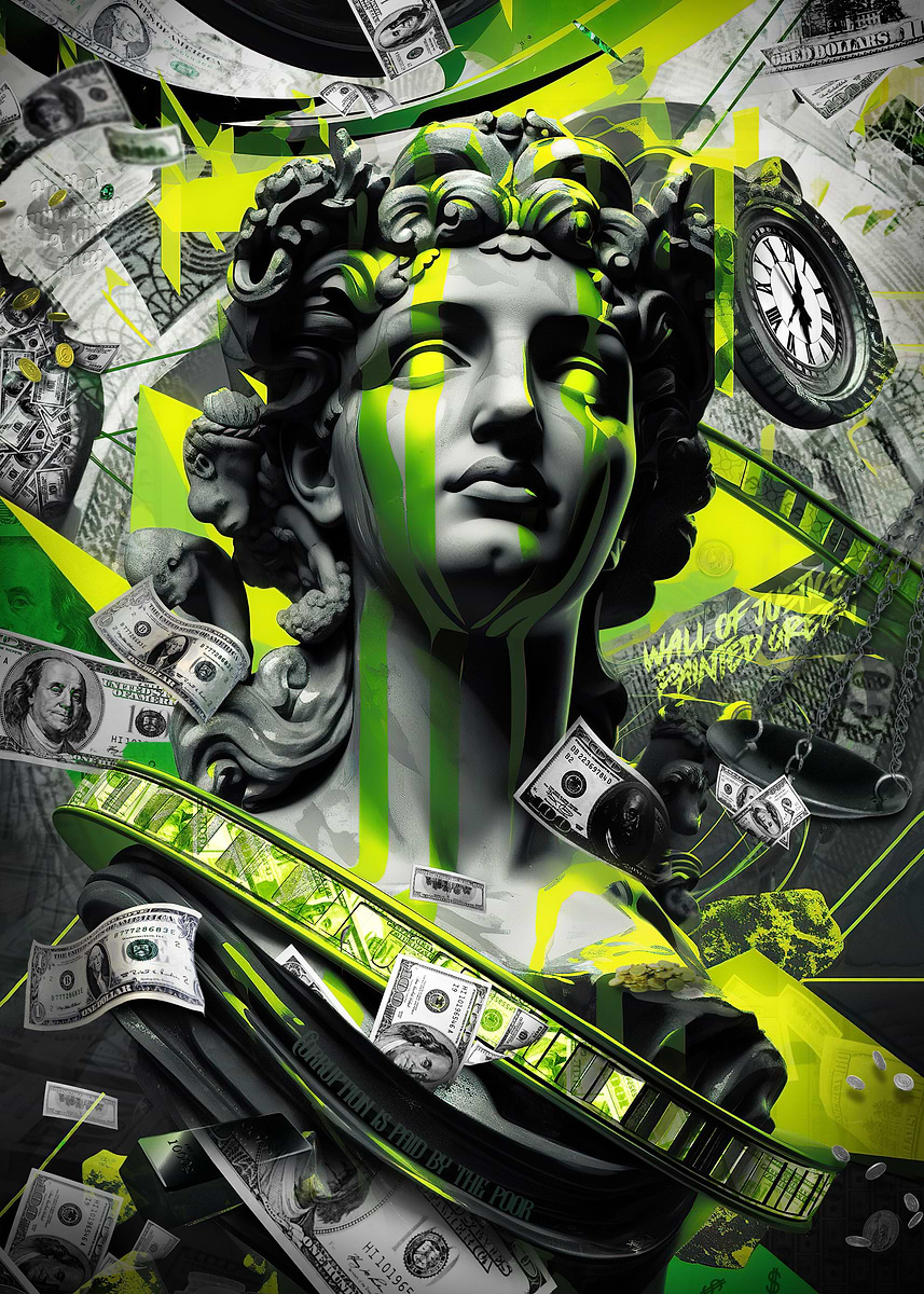 'Tainted Justice' Poster, picture, metal print, paint by Bruno Macedo ...
