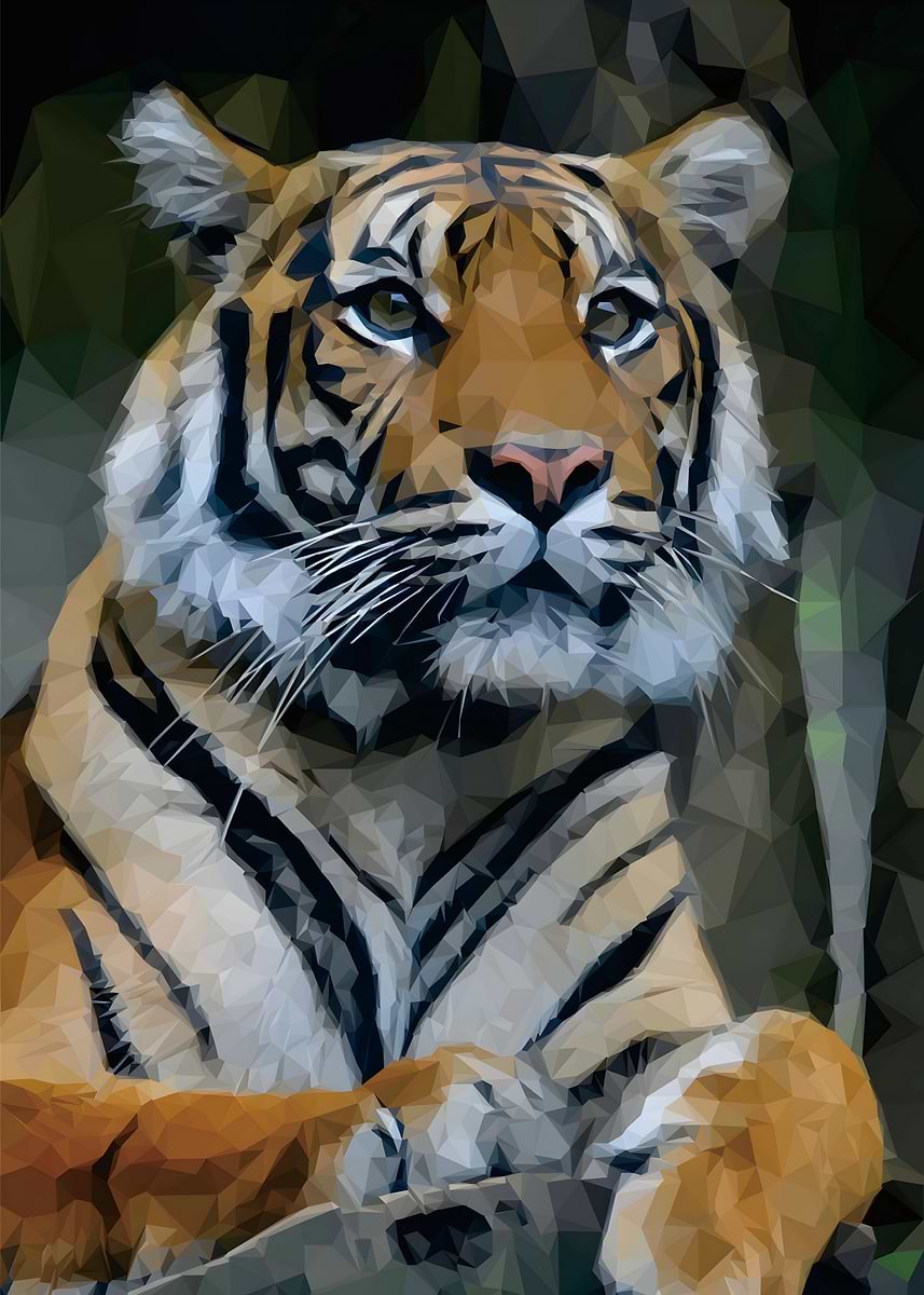 'Low Poly Tiger' Poster, picture, metal print, paint by YUDA | Displate