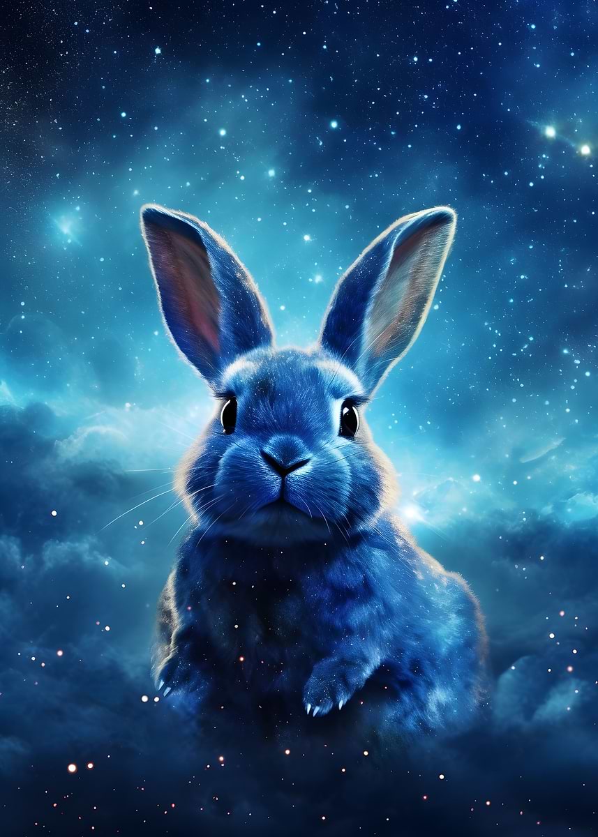 'Cosmic Galaxy Bunny' Poster, picture, metal print, paint by ...